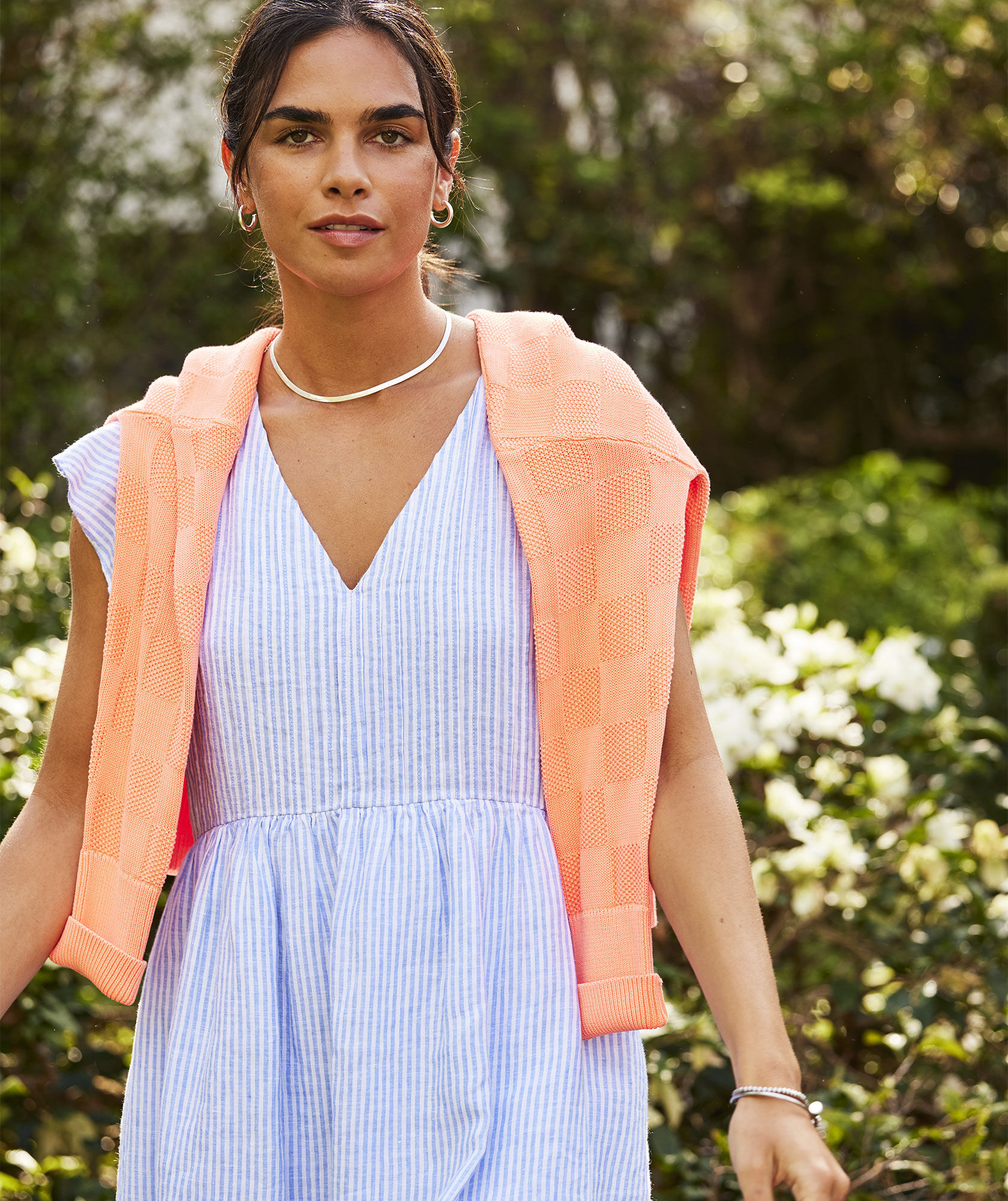 Shop Striped Pintuck Flutter-Sleeve Dress at vineyard vines