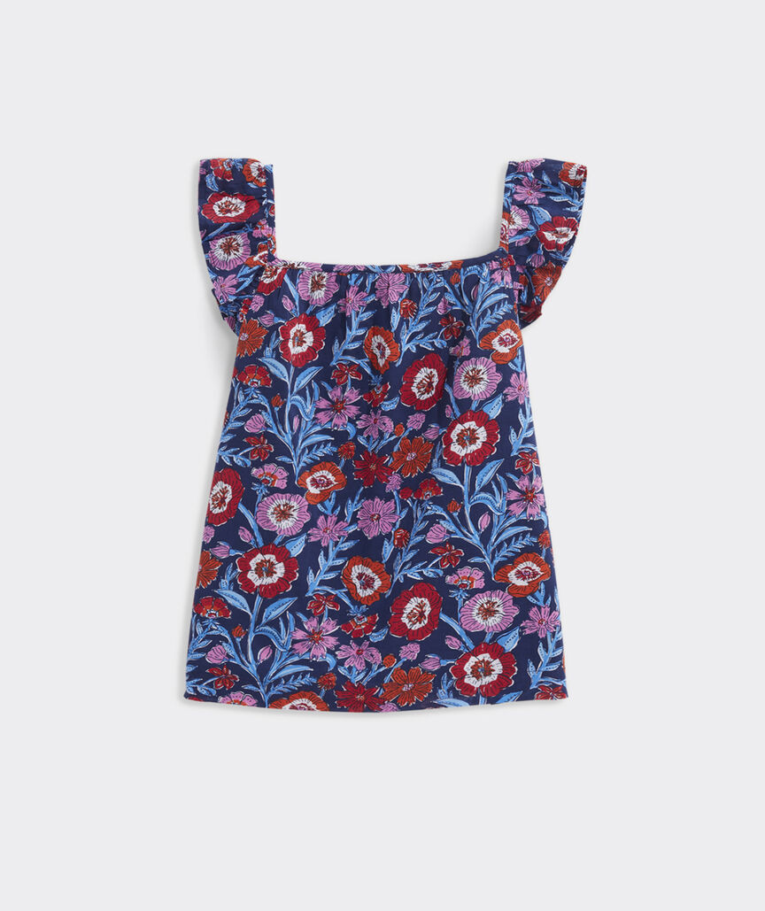 Shop Girls' Printed Flutter Sleeve Top at vineyard vines