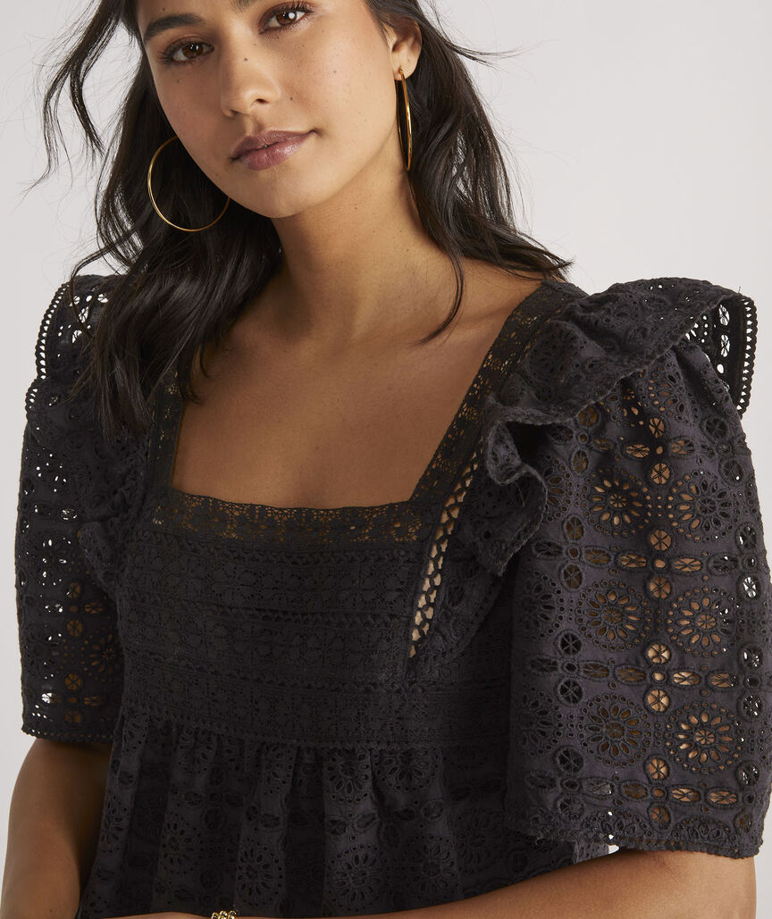 Shop Eyelet Ruffle Top at vineyard vines
