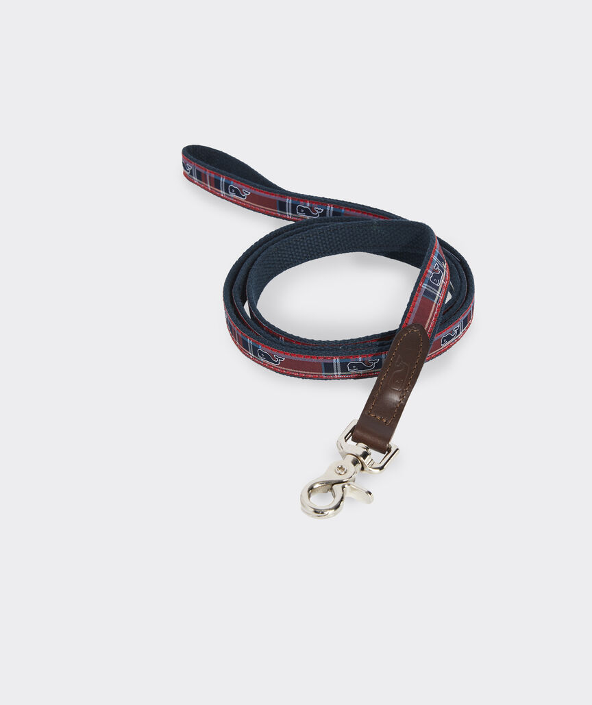 Shop Tartan Leather Canvas Club Dog Leash at vineyard vines