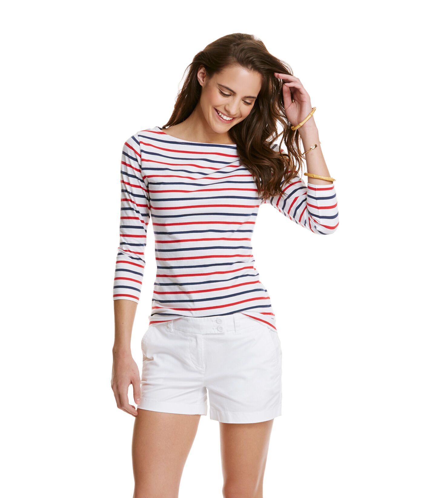 Shop Boat Neck 3/4 Sleevetop at vineyard vines
