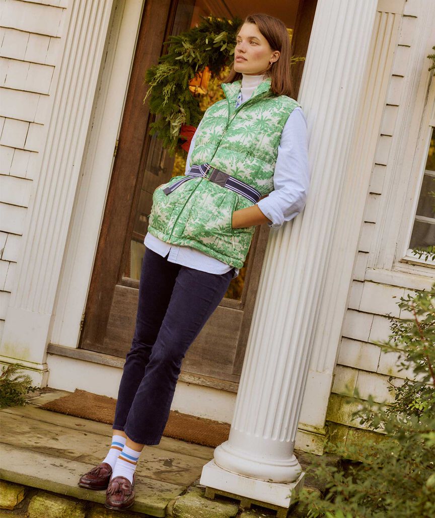 Shop Oversized Printed Puffer Vest at vineyard vines