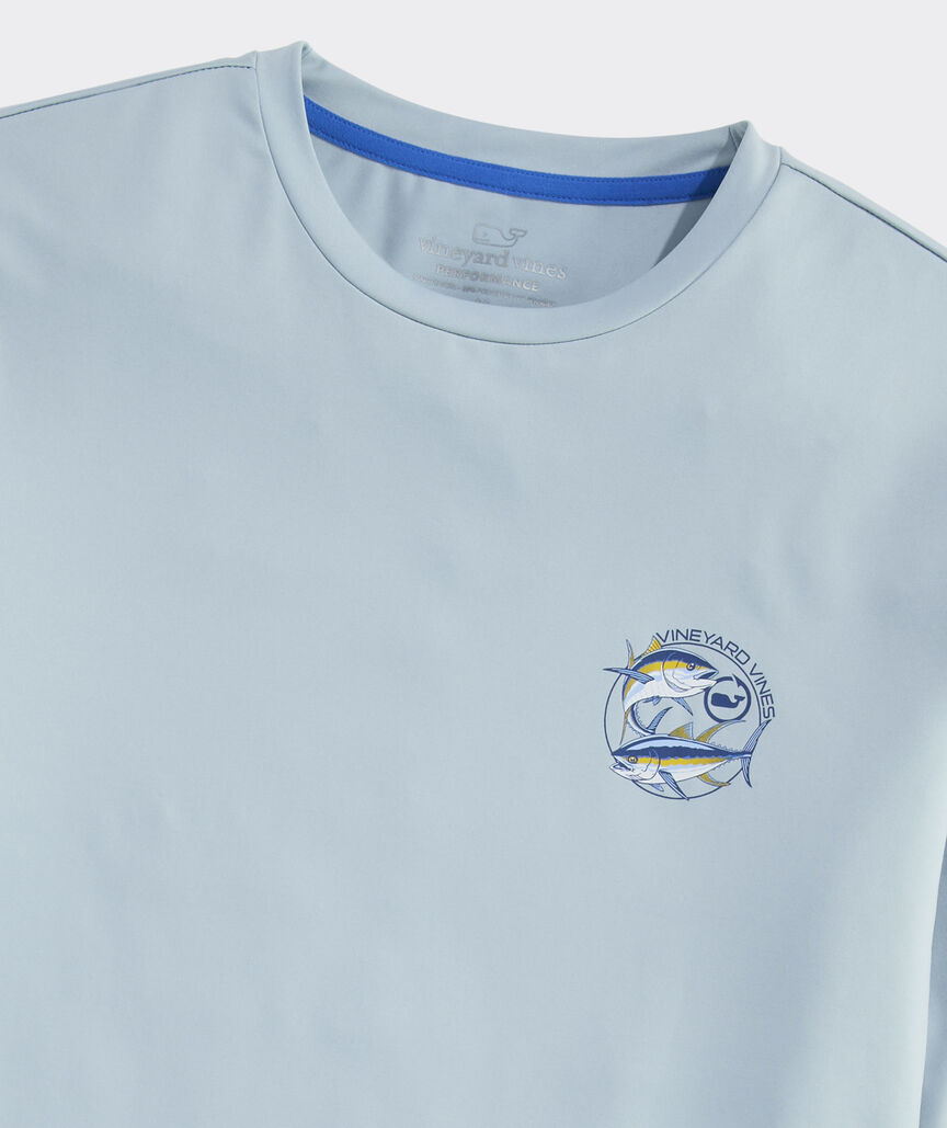 Shop Performance Tuna Circle Long-Sleeve Harbor Tee at vineyard vines