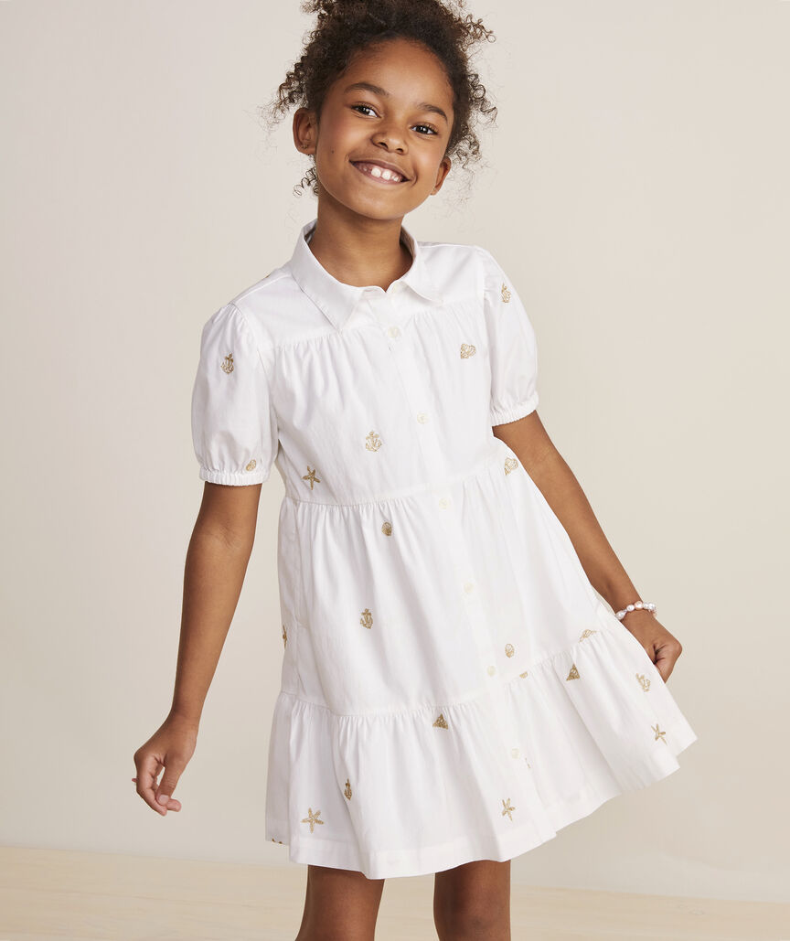 Shop Girls Tiered Poplin Shirtdress at vineyard vines