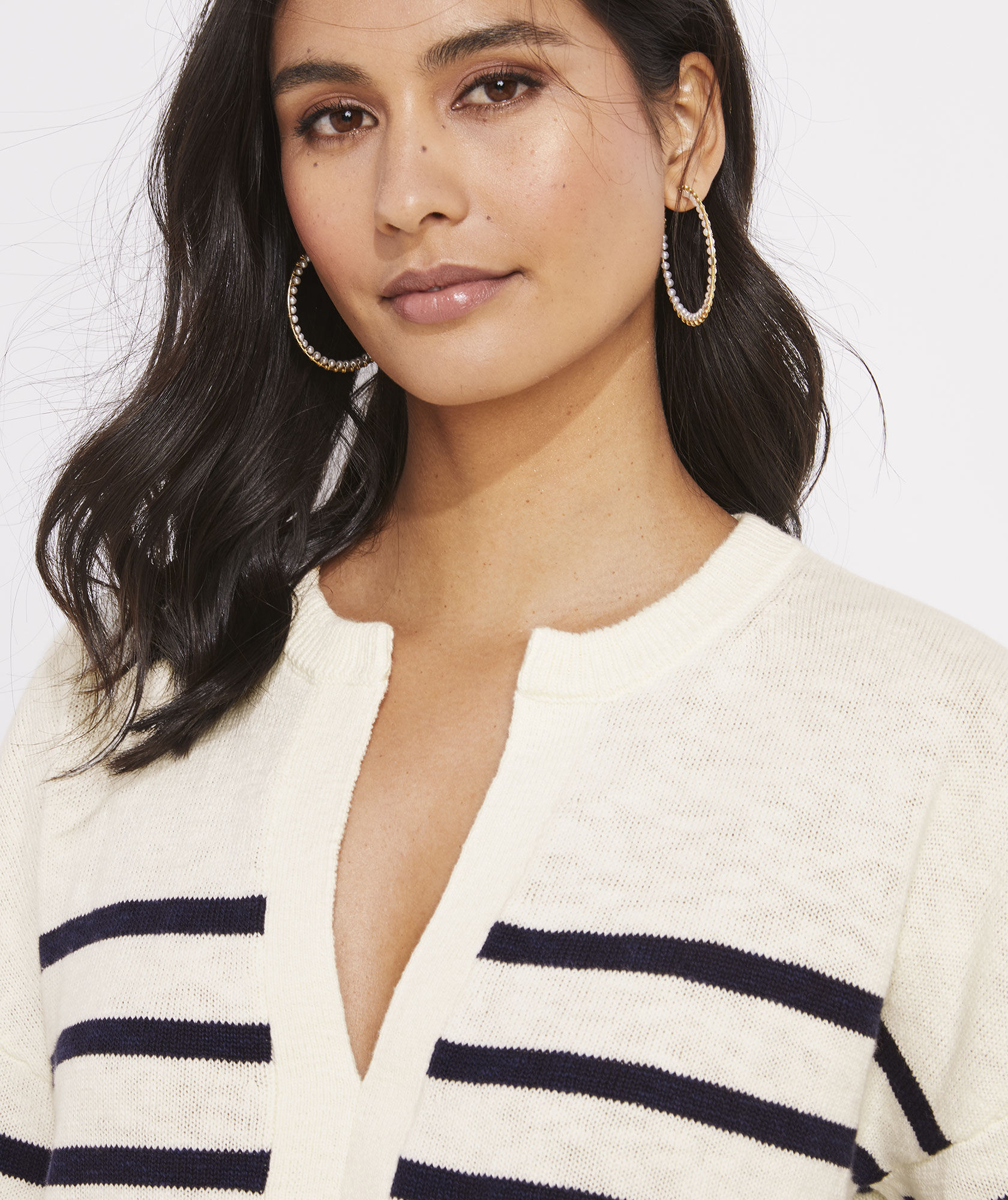 Shop Breton Stripe Slub Split-Neck Sweater at vineyard vines