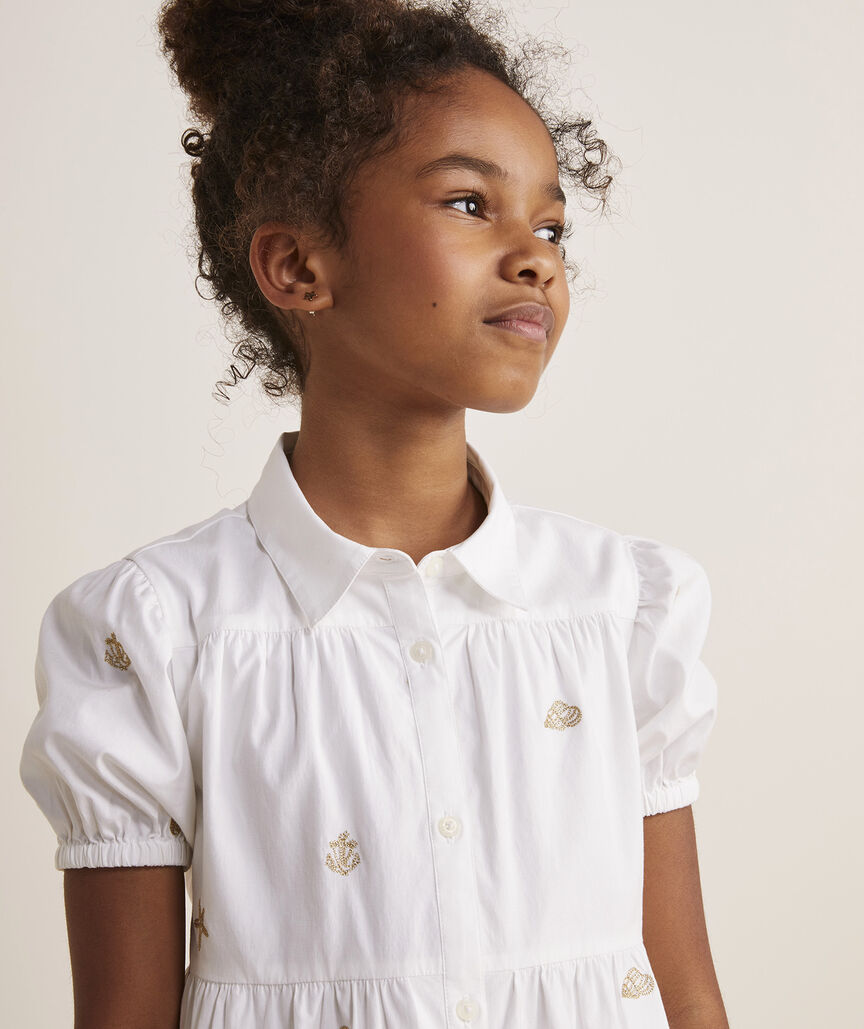 Shop Girls Tiered Poplin Shirtdress at vineyard vines