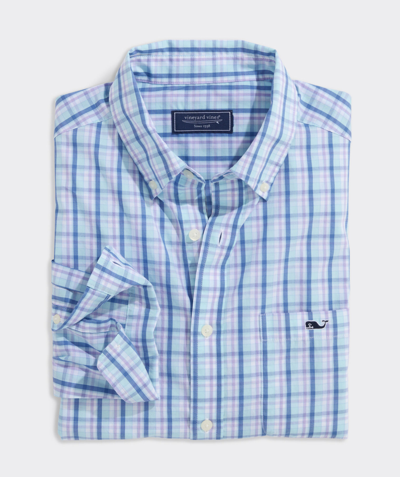 Shop Sandie Plaid Perfect Wash Poplin Shirt at vineyard vines