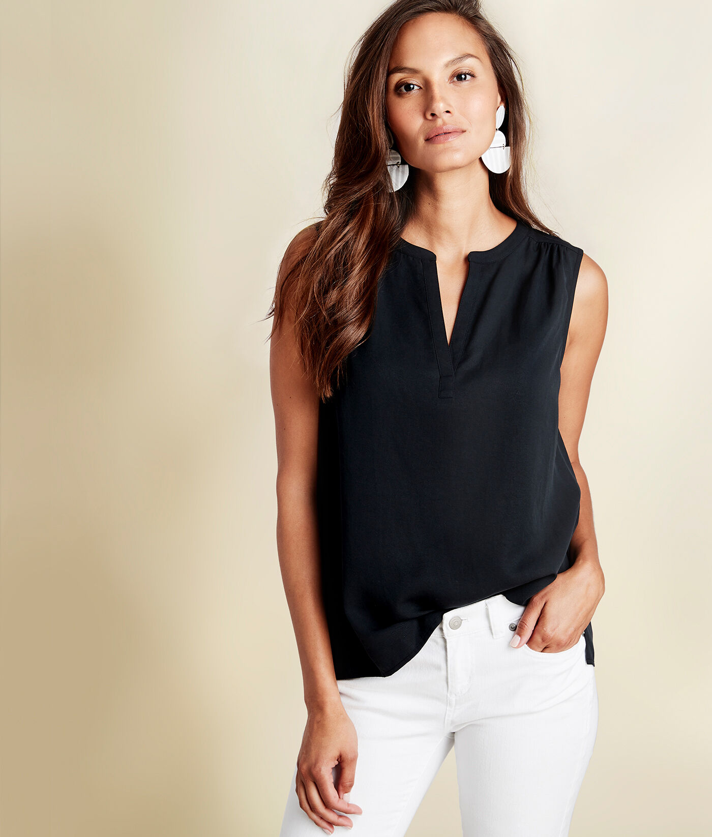 Shop Notch Neck Sleeveless Top at vineyard vines