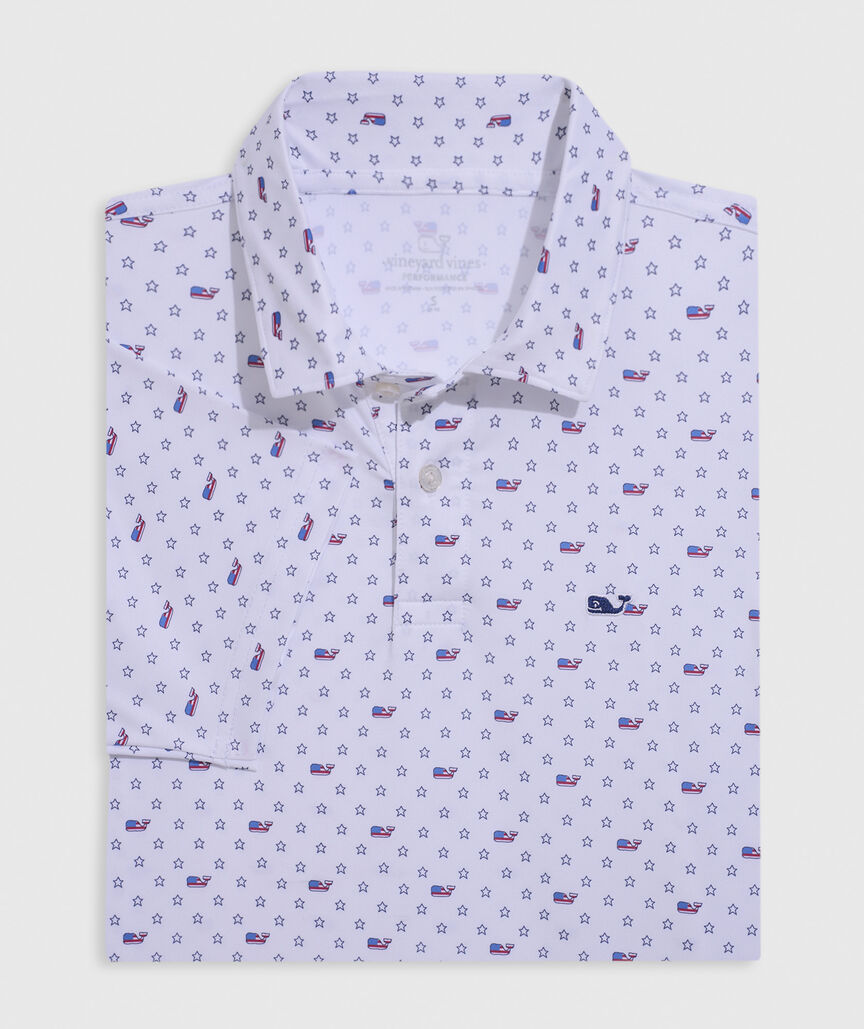 Shop OUTLET Boys' Performance Flag Whale Stars Polo at vineyard vines