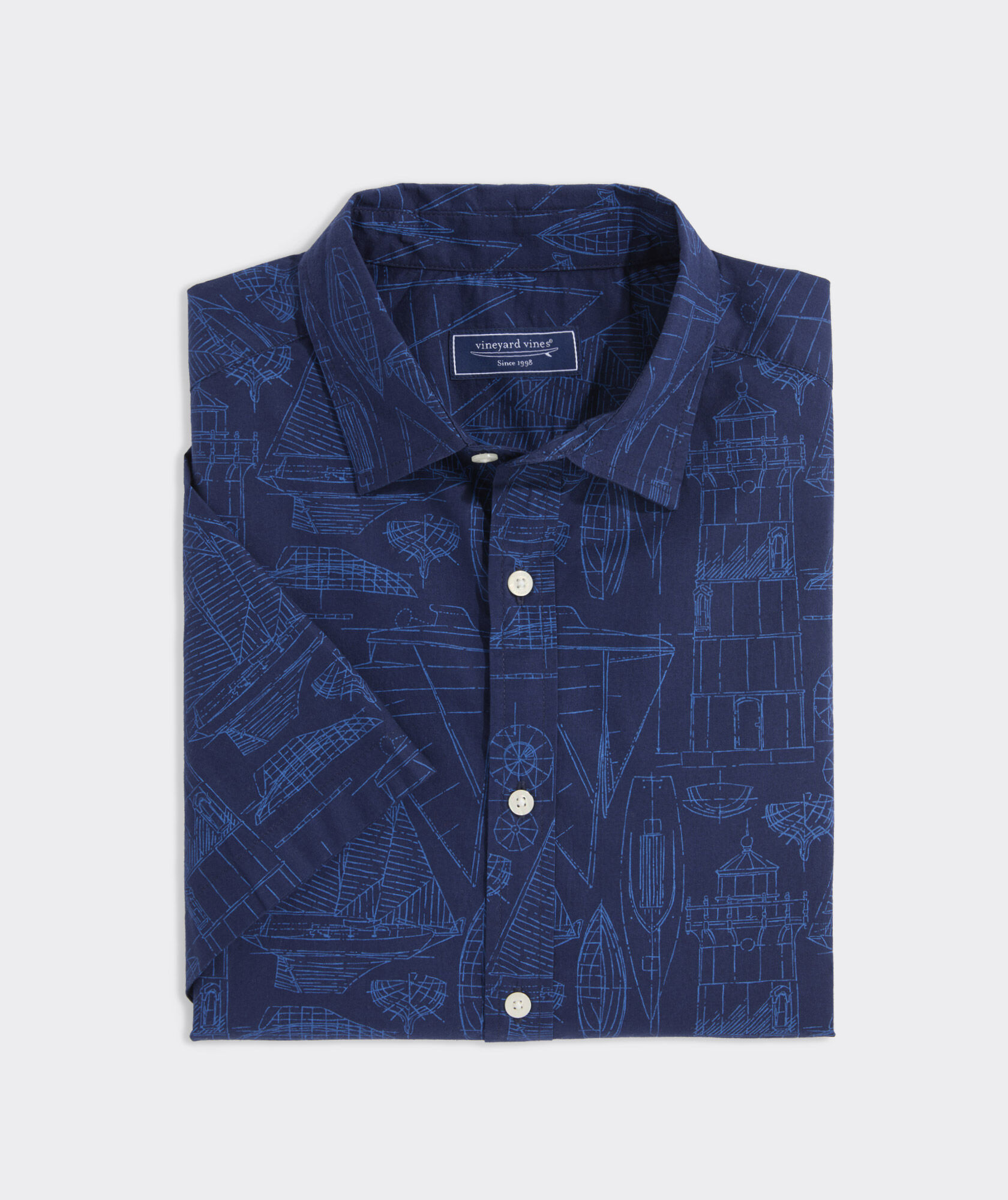 Shop Cotton Madras Short-Sleeve Marina Blueprint Shirt at vineyard vines