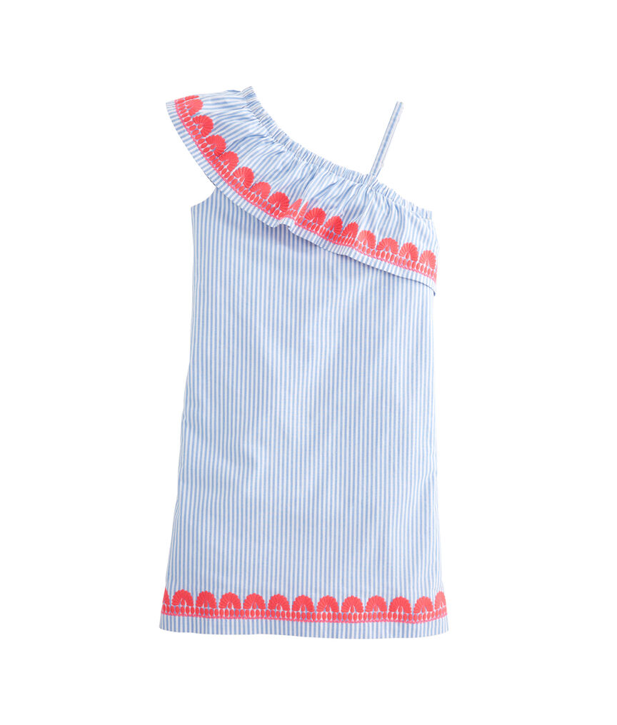 Shop Girls Stripe Embroidered One Shoulder Dress at vineyard vines