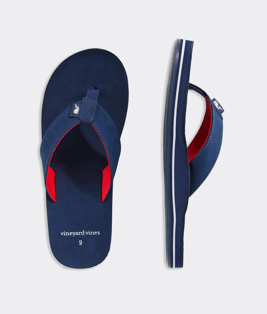 Shop Pop Stripe Leather Flip Flops at vineyard vines