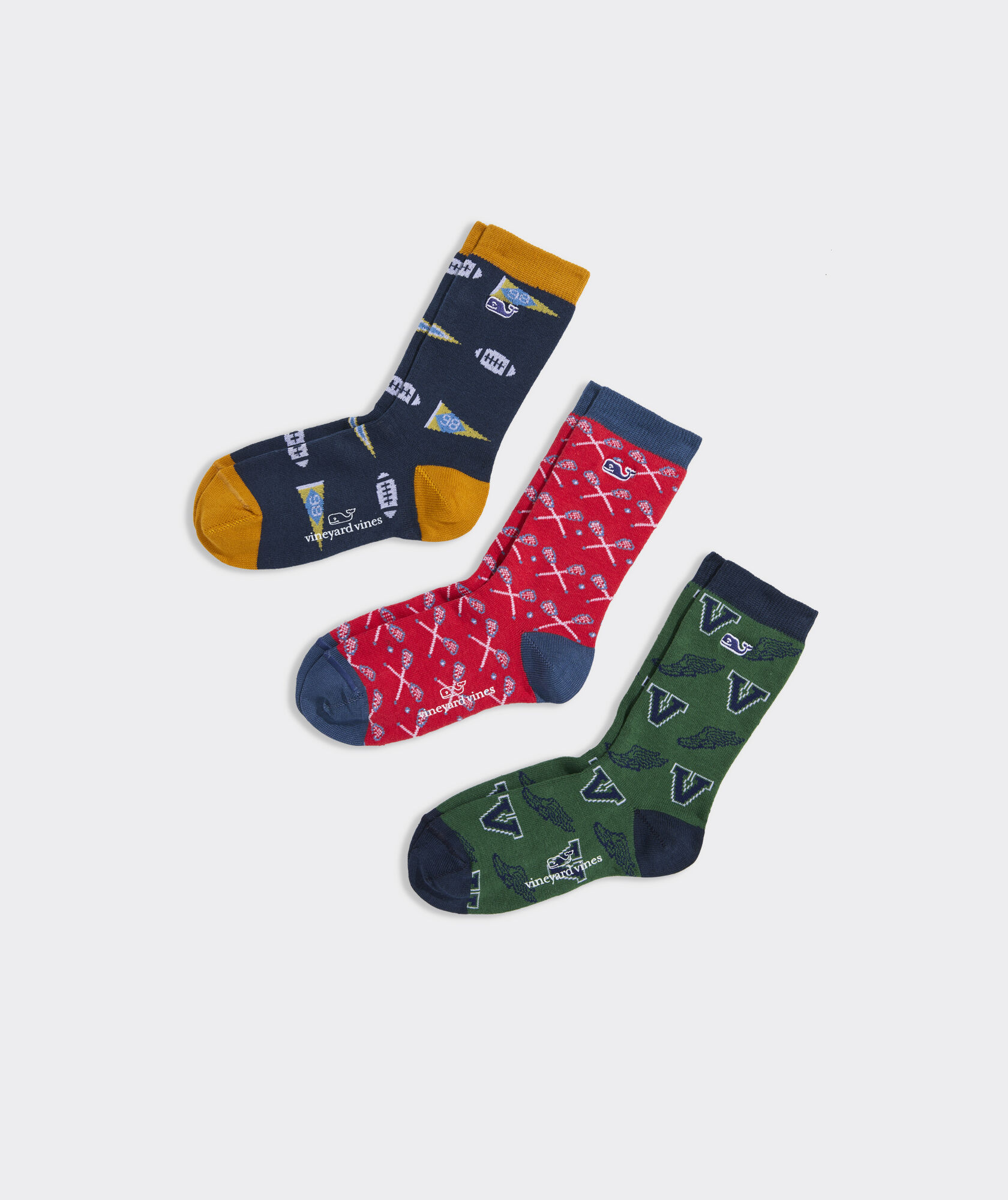 Shop Boys' Varsity Icons 3-Pack Socks at vineyard vines