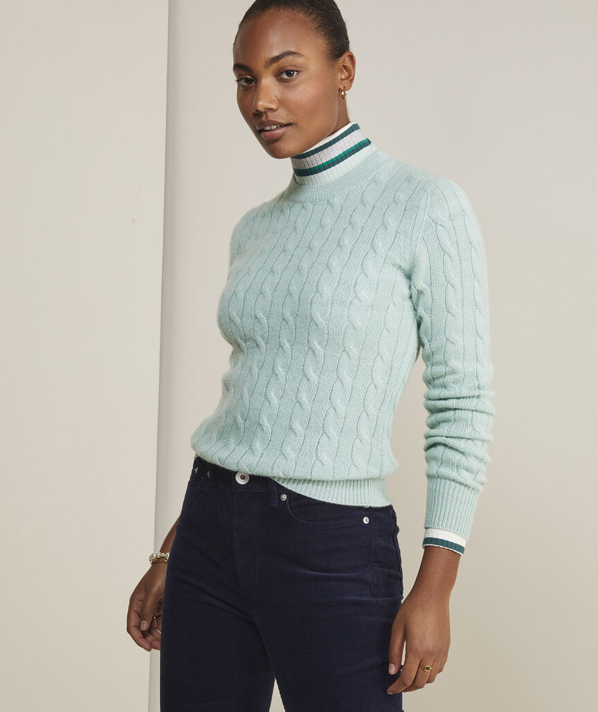 Shop Cashmere Cable Shine Crewneck Sweater at vineyard vines