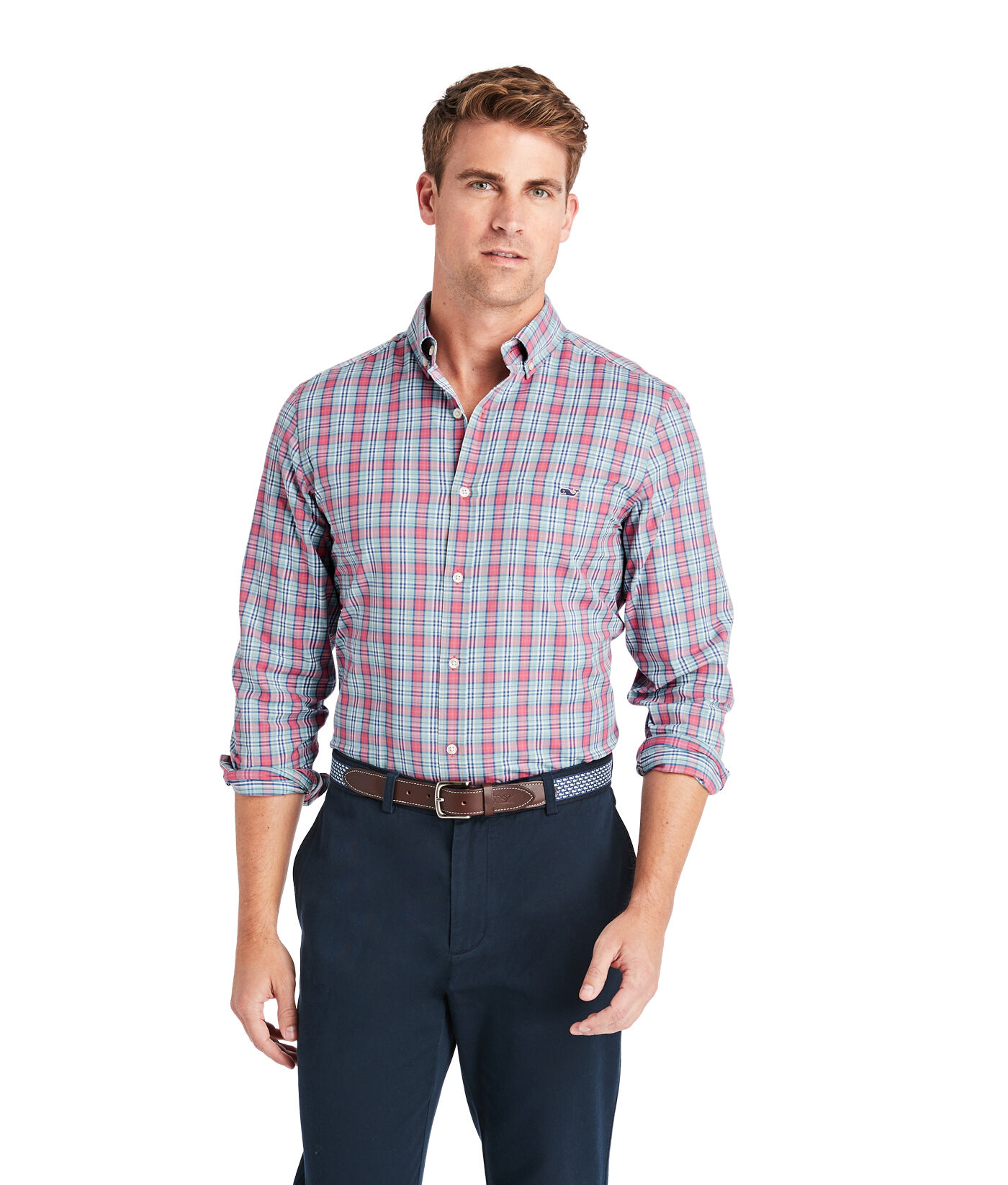 Shop Classic Fit Litchfield Cotton Performance Tucker Shirt at vineyard ...
