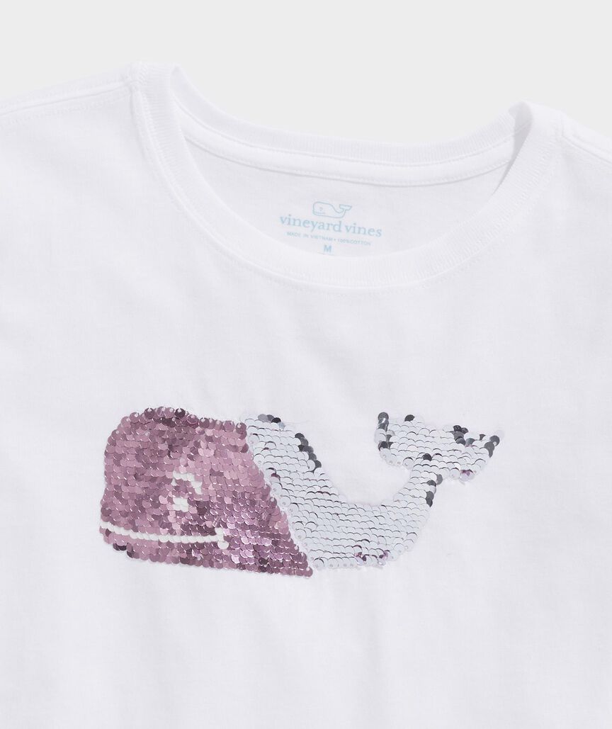 Shop Girls' Flip Sequin Whale Long-Sleeve Tee at vineyard vines