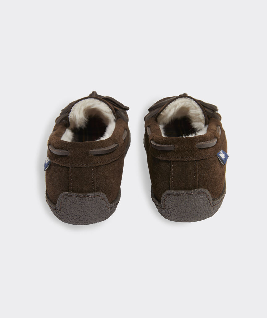 Shop Boys' Peaks Plaid Moccasin Slippers at vineyard vines