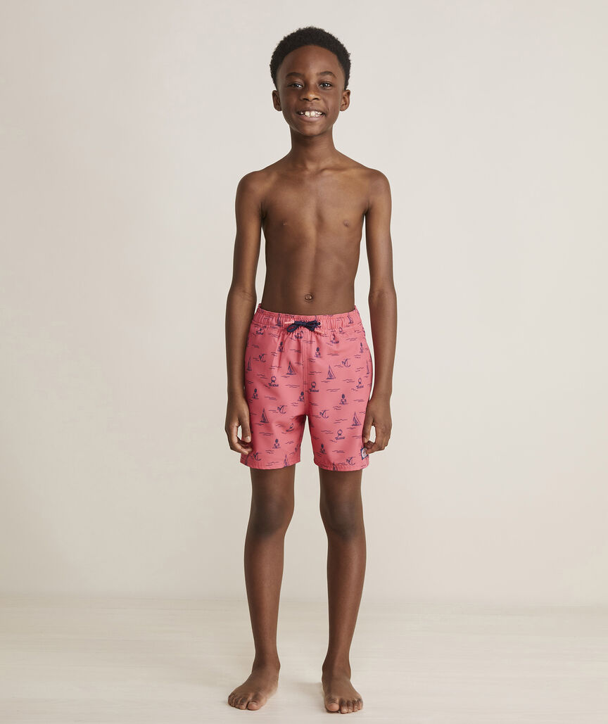 Shop Boys' Printed Chappy Swim Trunks at vineyard vines