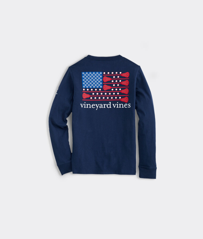 Shop Boys Long-Sleeve Lacrosse Flag Pocket T-Shirt at vineyard vines
