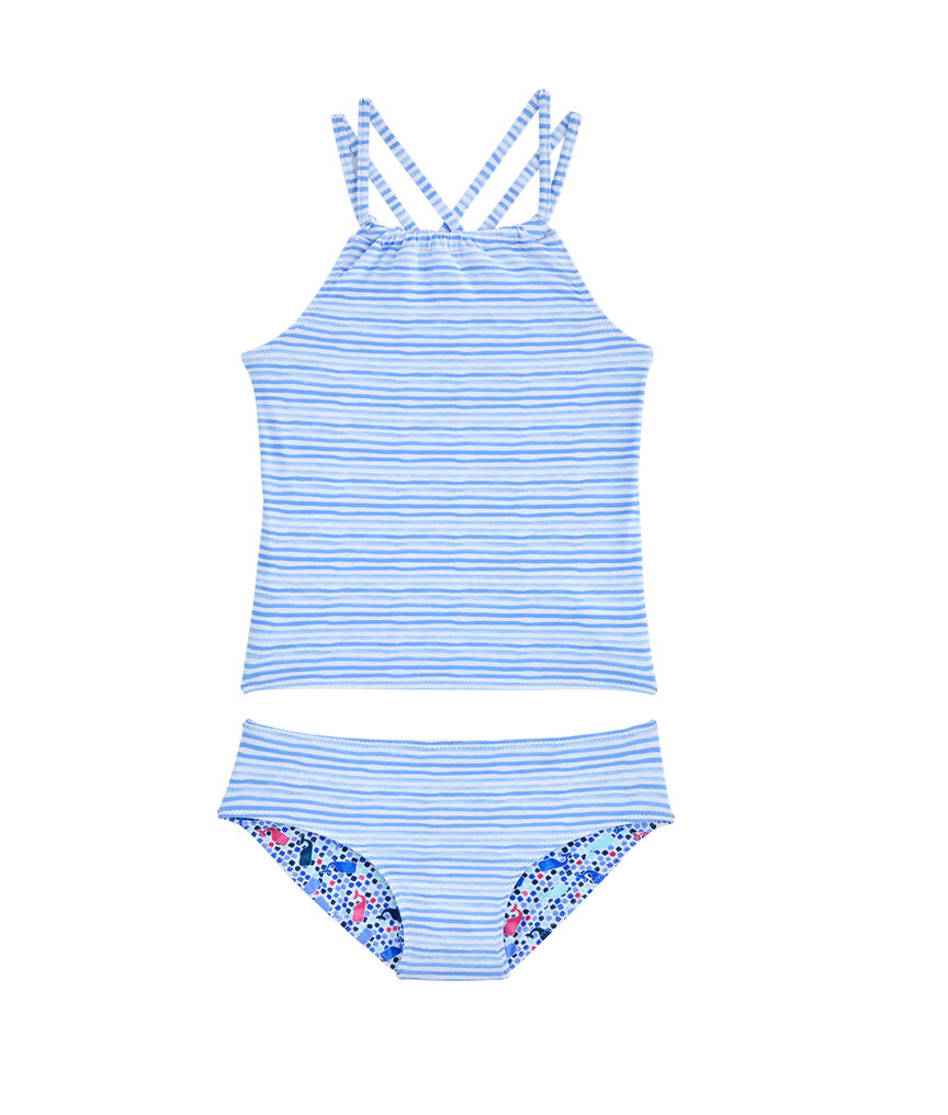 Shop Girls Tiny Diamond Whale Print Reversible Tankini at vineyard vines