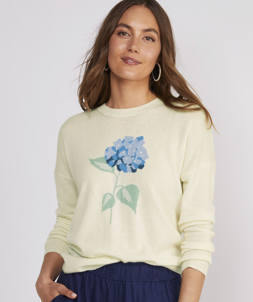 Shop Hydrangea Intarsia Cashmere Crewneck Sweater at vineyard vines
