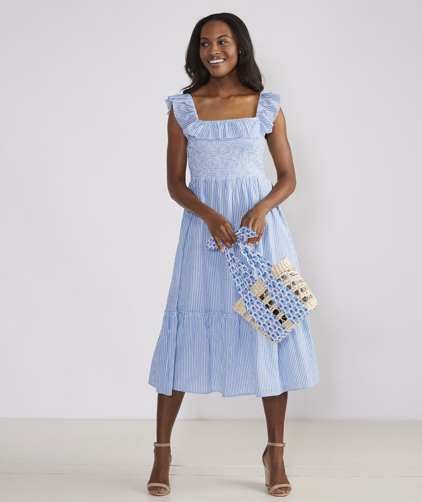 Shop Striped Smocked Midi Dress at vineyard vines