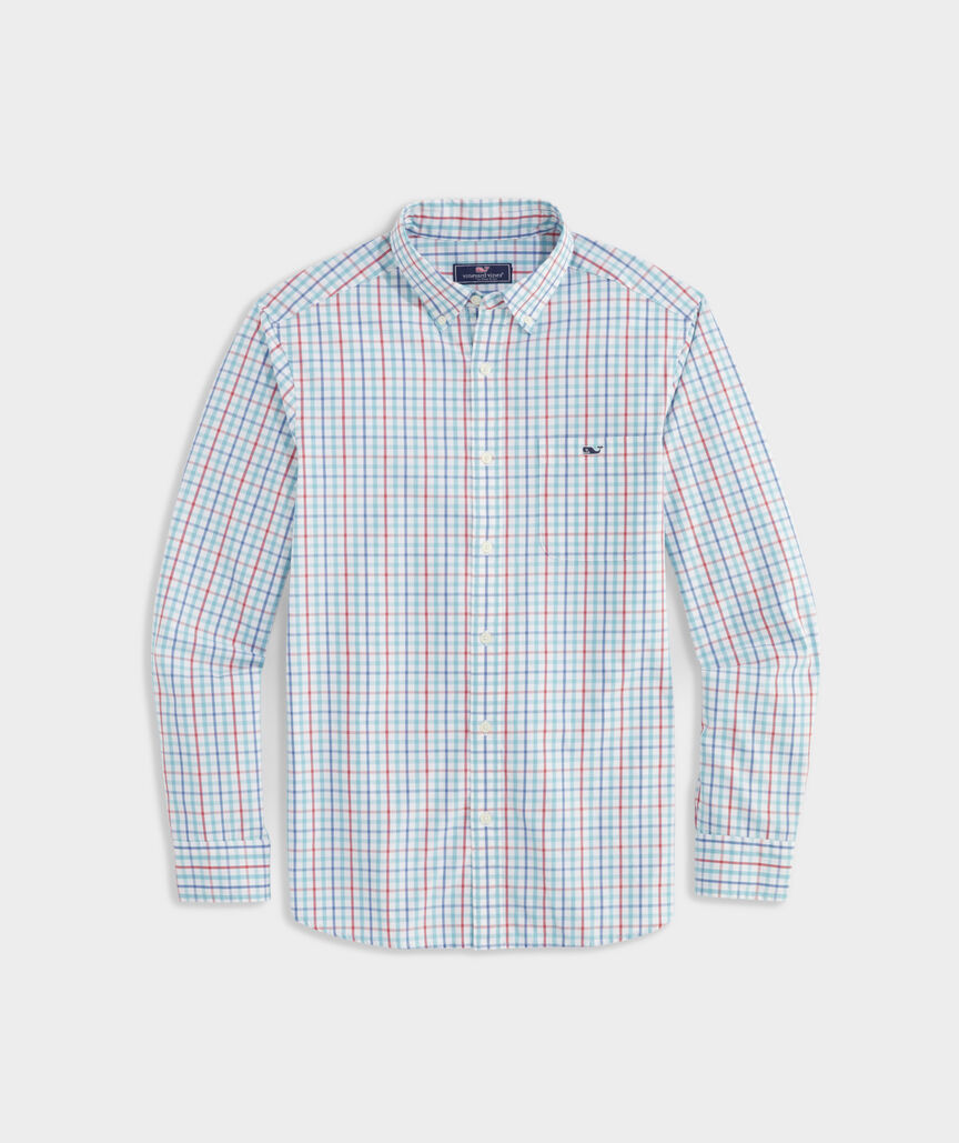 Shop Stretch Poplin Tattersall Shirt at vineyard vines