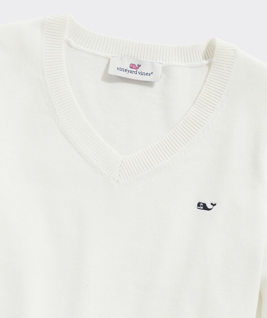 Shop Girls' Heritage Cotton V-Neck Sweater at vineyard vines