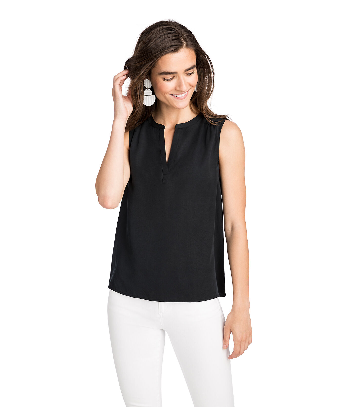 Shop Notch Neck Sleeveless Top at vineyard vines