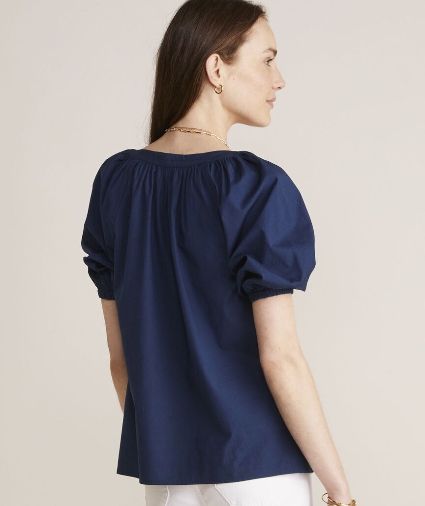 Shop Poplin Button-Front Raglan Top at vineyard vines