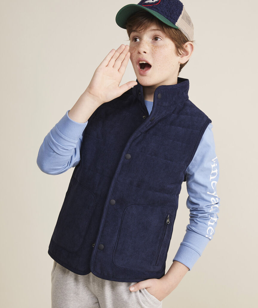 Shop Boys' Corduroy Puffer Vest at vineyard vines