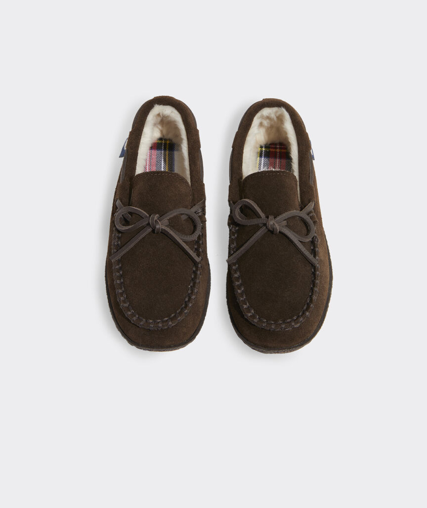 Shop Boys' Peaks Plaid Moccasin Slippers at vineyard vines