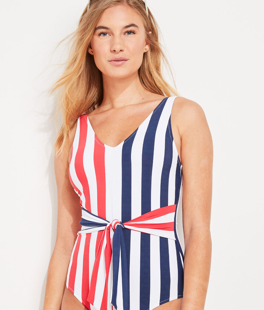 Shop Americana Tie-Front One-Piece at vineyard vines