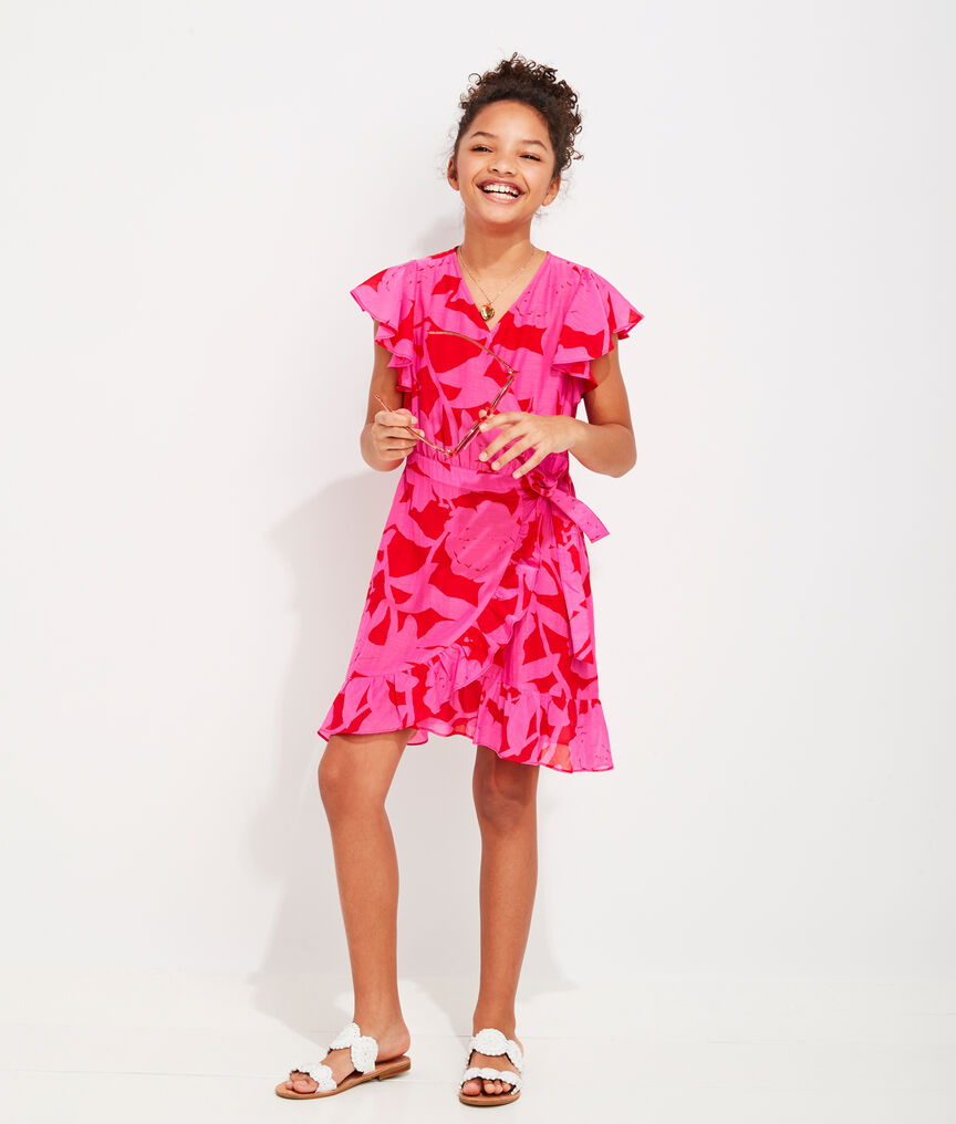 Shop Girls' Tropical Floral Wrap Dress at vineyard vines