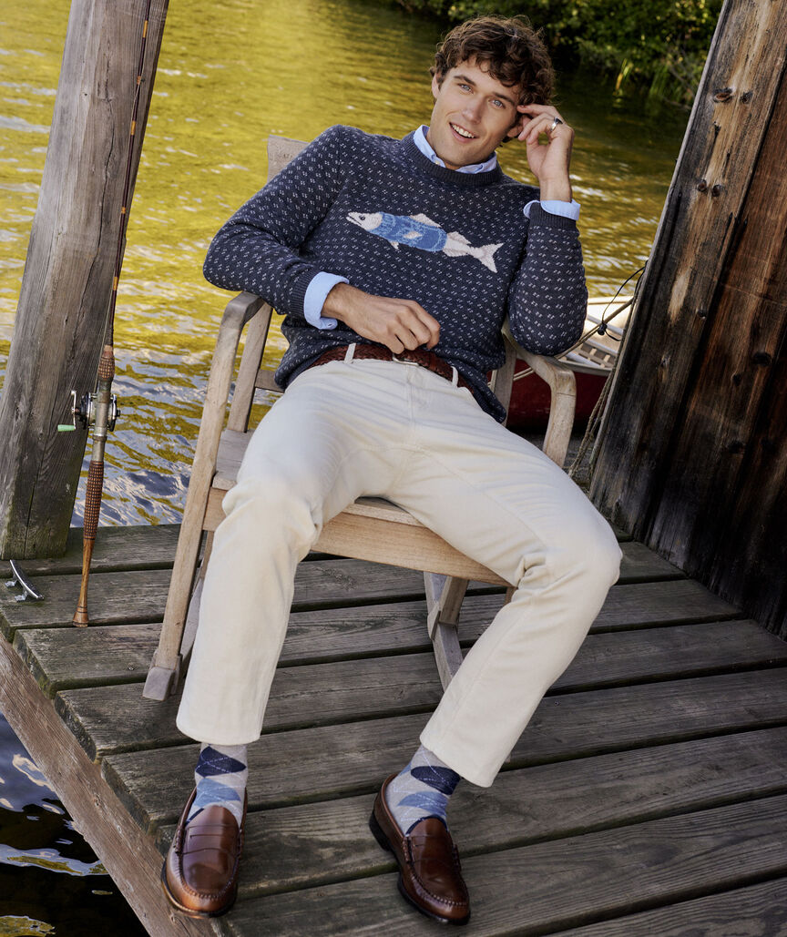 Shop Merino Wool Fish Knit Crewneck Sweater at vineyard vines