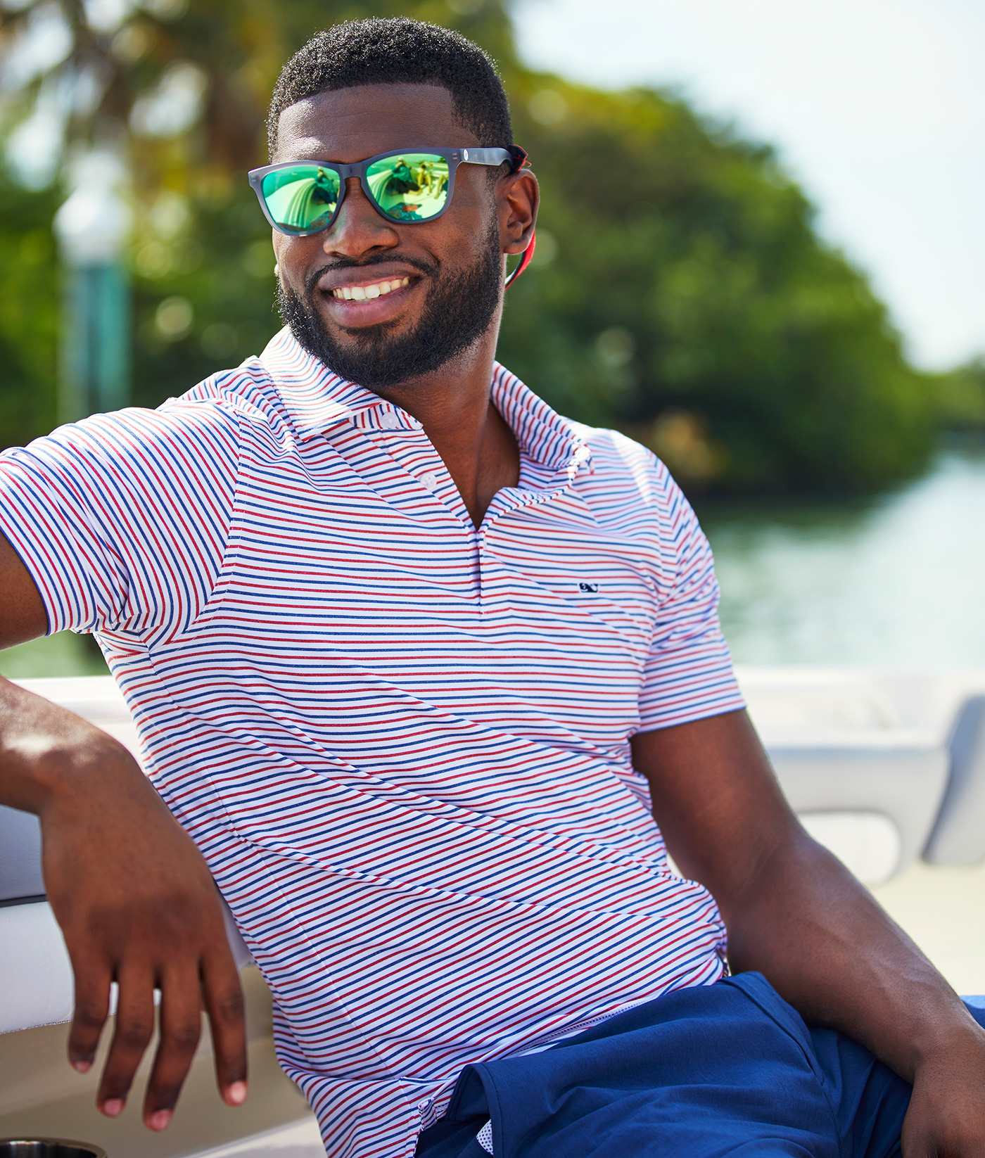 Shop Performance Bradley Stripe Sankaty Polo at vineyard vines