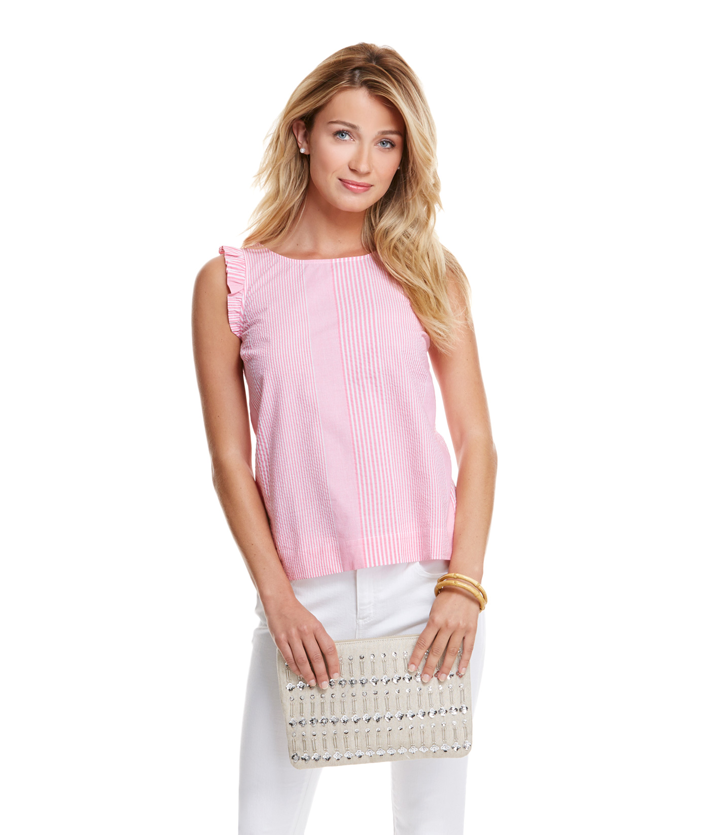 Shop Variegated Seersucker Ruffle Top at vineyard vines